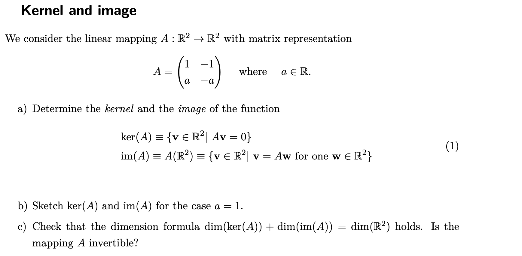 Solved We consider the linear mapping A:R2→R2 with matrix | Chegg.com