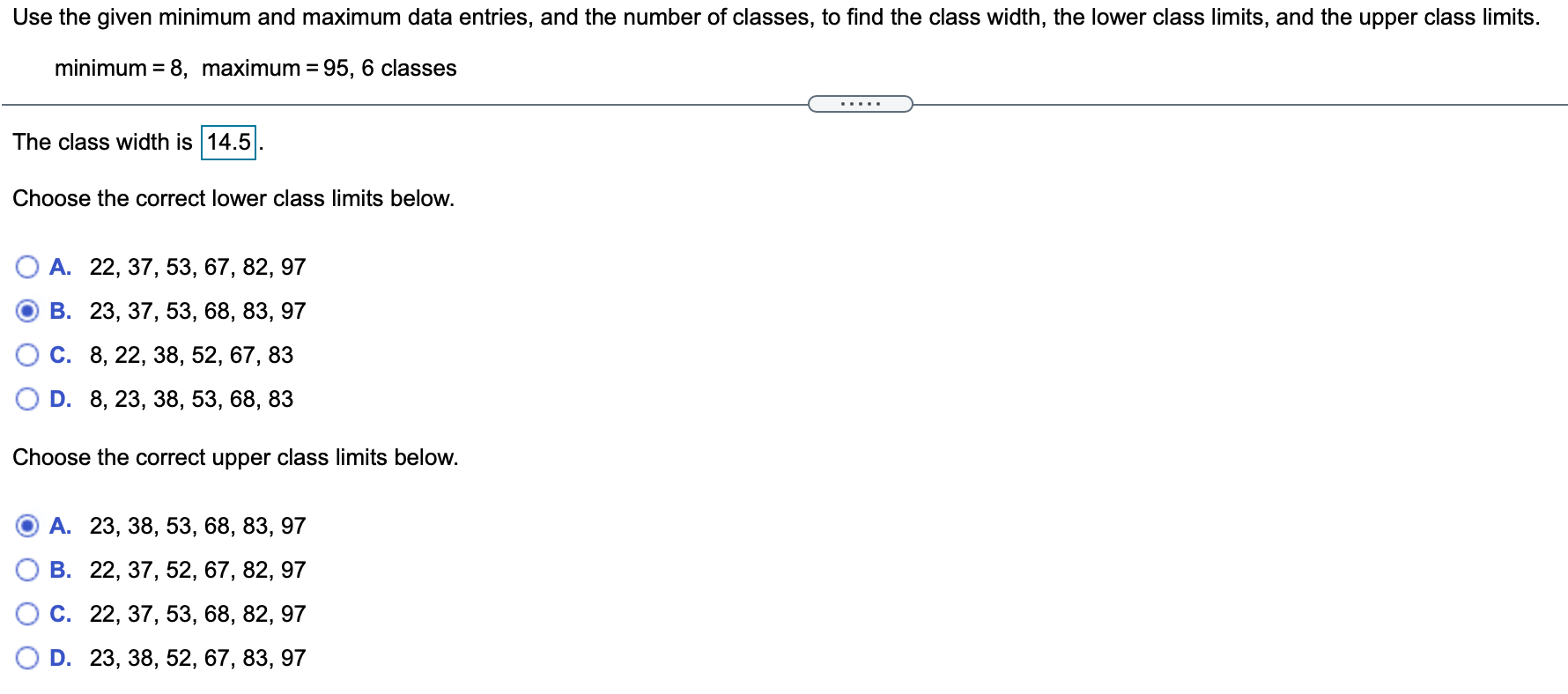 Solved Use the given minimum and maximum data entries, and | Chegg.com