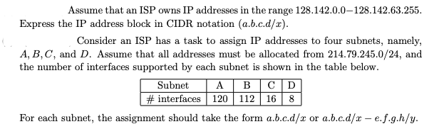Solved Assume that an ISP owns IP addresses in the range | Chegg.com
