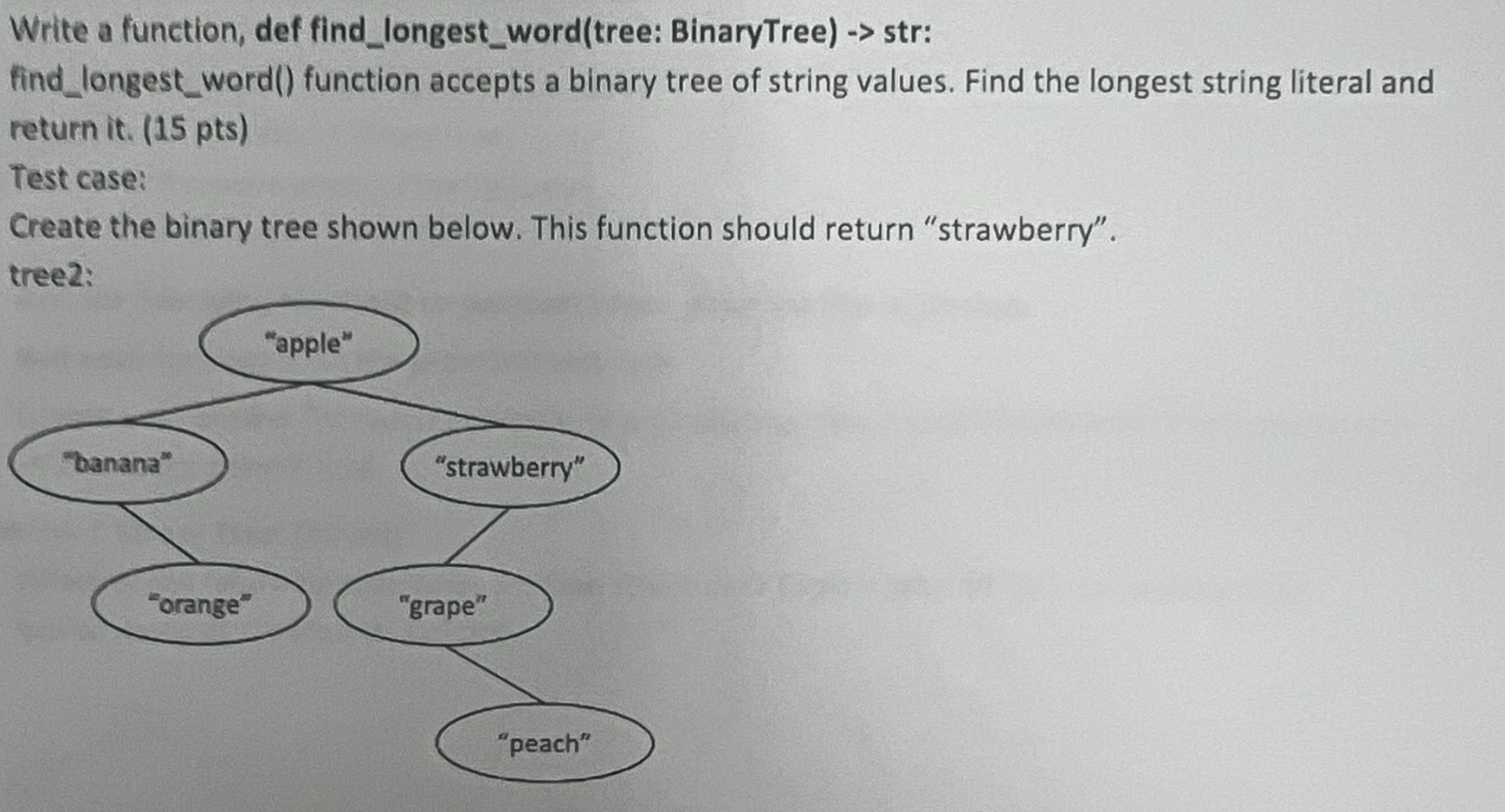 Solved Write a function, def find_longest_word(tree: | Chegg.com Solved Write a function, def find_longest_word(tree: | Chegg.com
