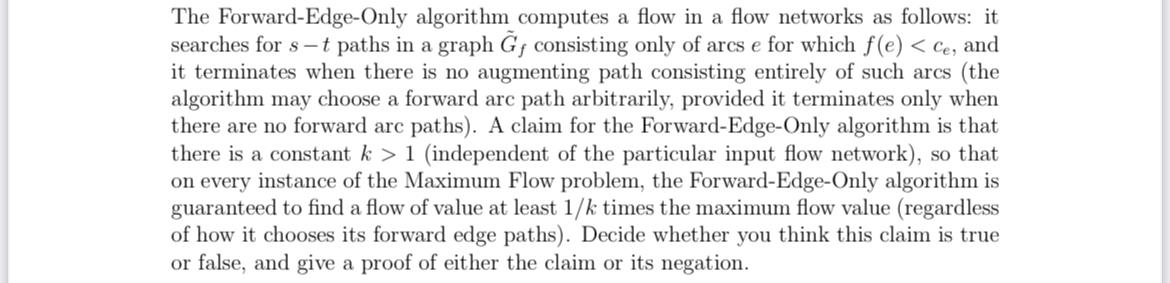 Solved The Forward-Edge-Only algorithm computes a flow in a | Chegg.com