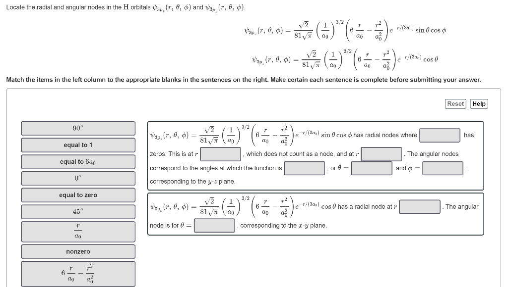 Solved Locate the radial and angular nodes in the H orbitals | Chegg.com