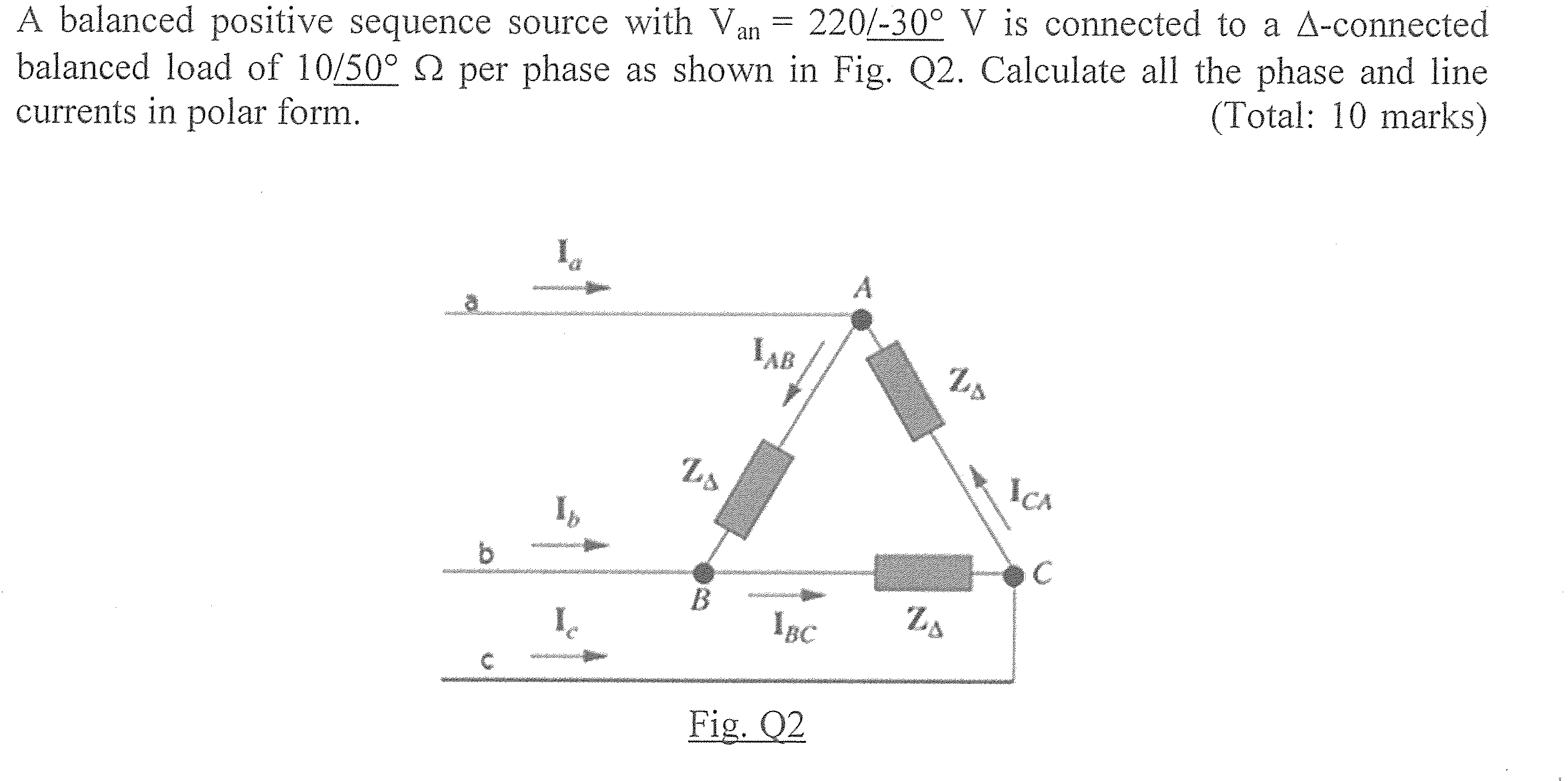Solved A balanced positive sequence source with Van | Chegg.com