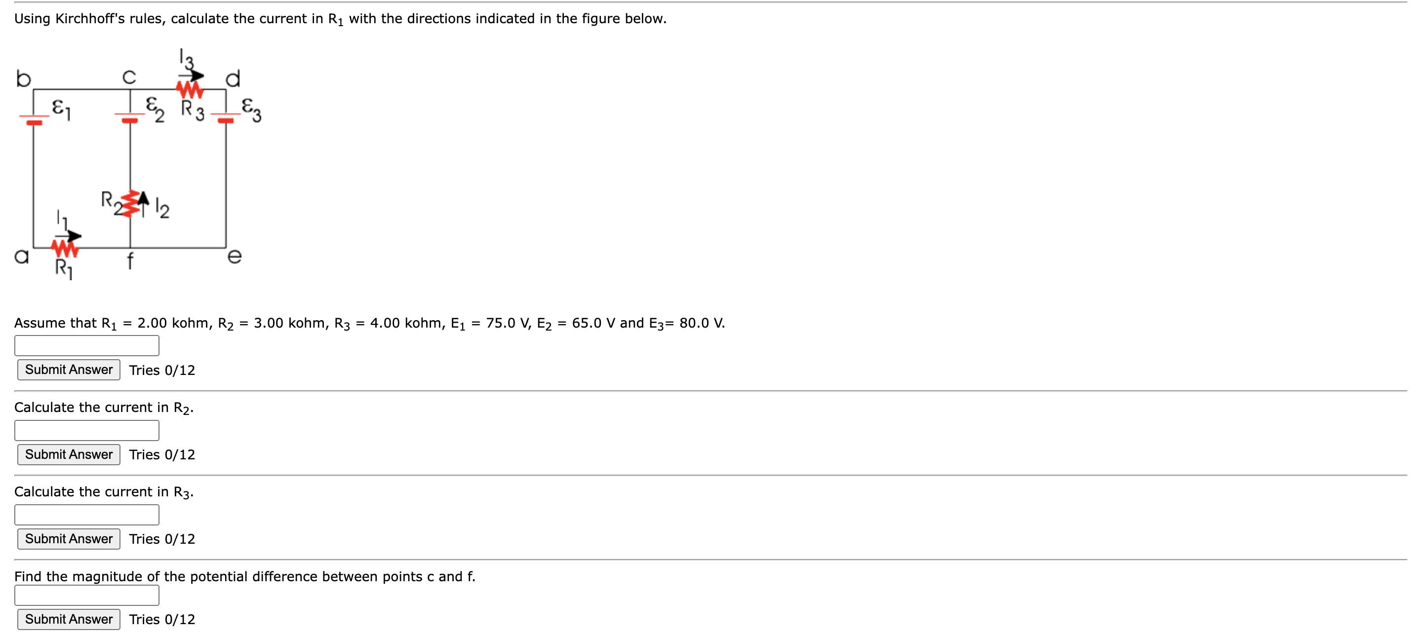 Solved Using Kirchhoff's rules, calculate the current in R1 | Chegg.com