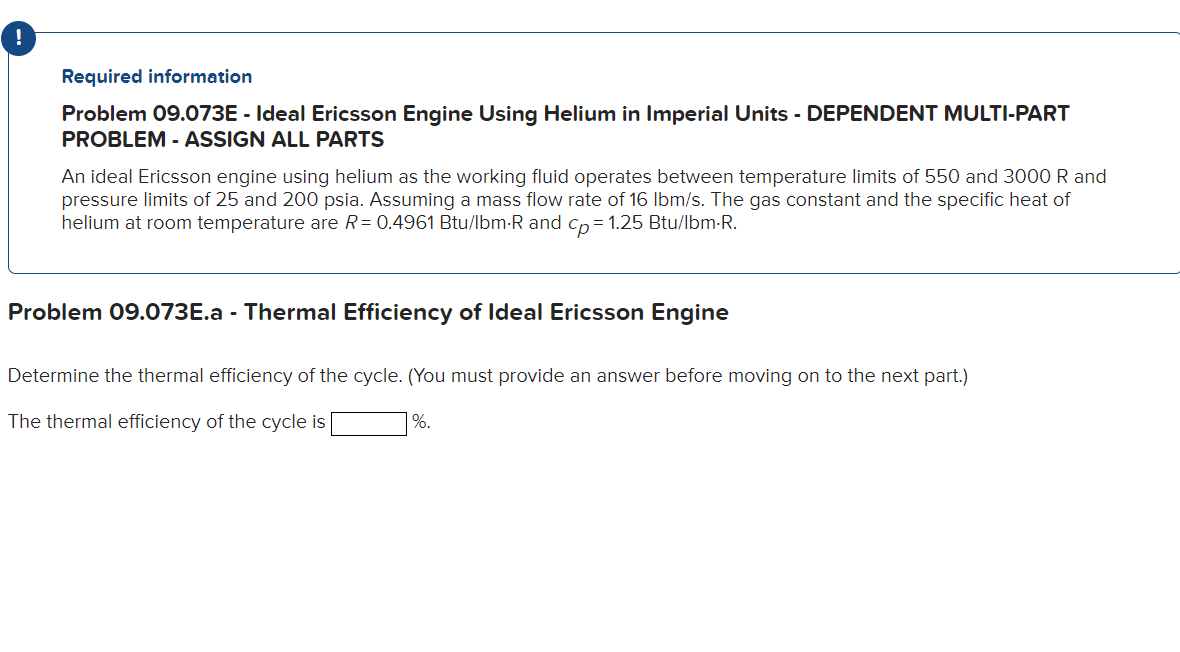 Solved Required information Problem 09.073E - Ideal Ericsson | Chegg.com