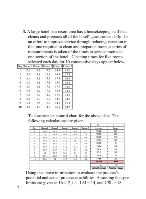 Solved 3. A large hotel in a resort area has a housekeeping | Chegg.com