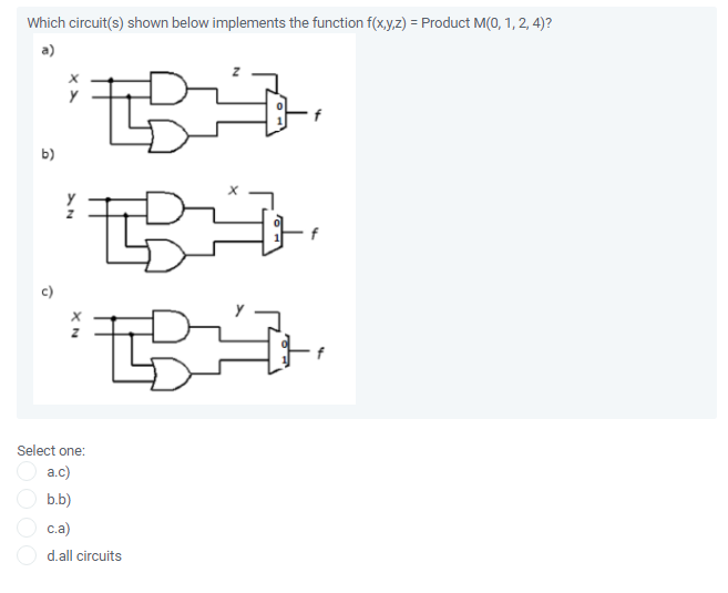 Solved Which Circuits Shown Below Implements The Function 3168