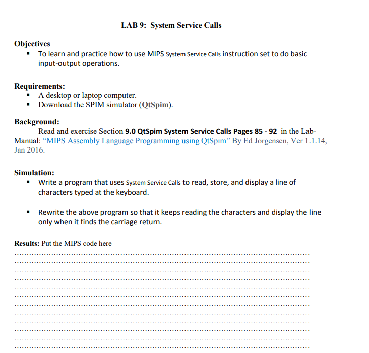 Solved Lab 9 System Service Calls Objectives To Learn And 