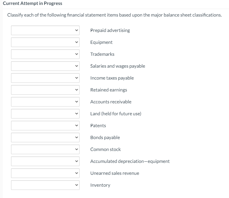 Solved Current Attempt in Progress Classify each of the | Chegg.com