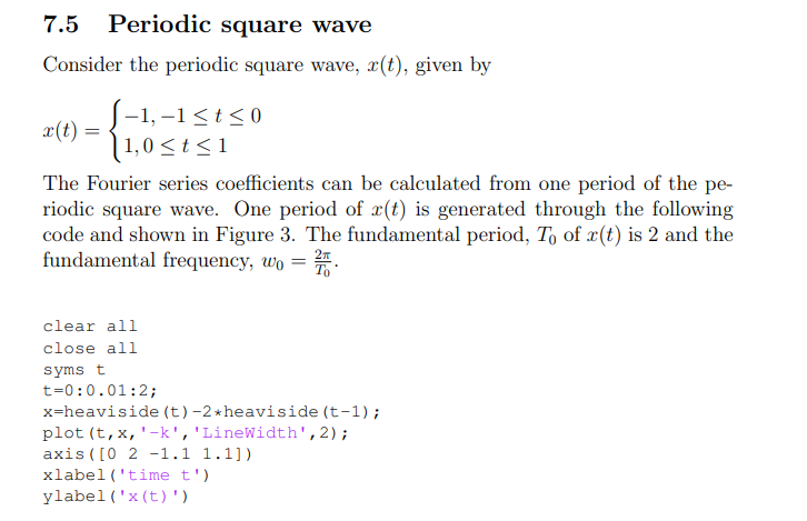 Solved 7.5 Periodic square wave Consider the periodic square | Chegg.com