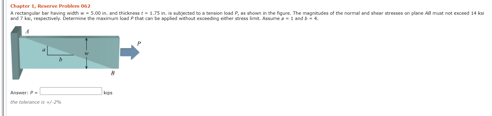 Solved Chapter 1, Reserve Problem 062 A rectangular bar | Chegg.com