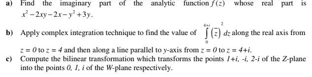 Solved 4+1 a) Find the imaginary part of the analytic | Chegg.com