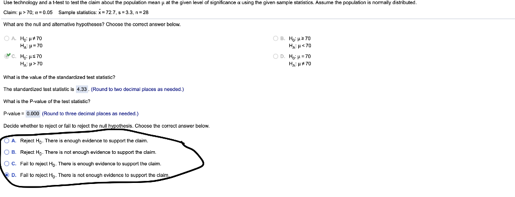 Solved Use Technology And A T Test To Test The Claim About 5272