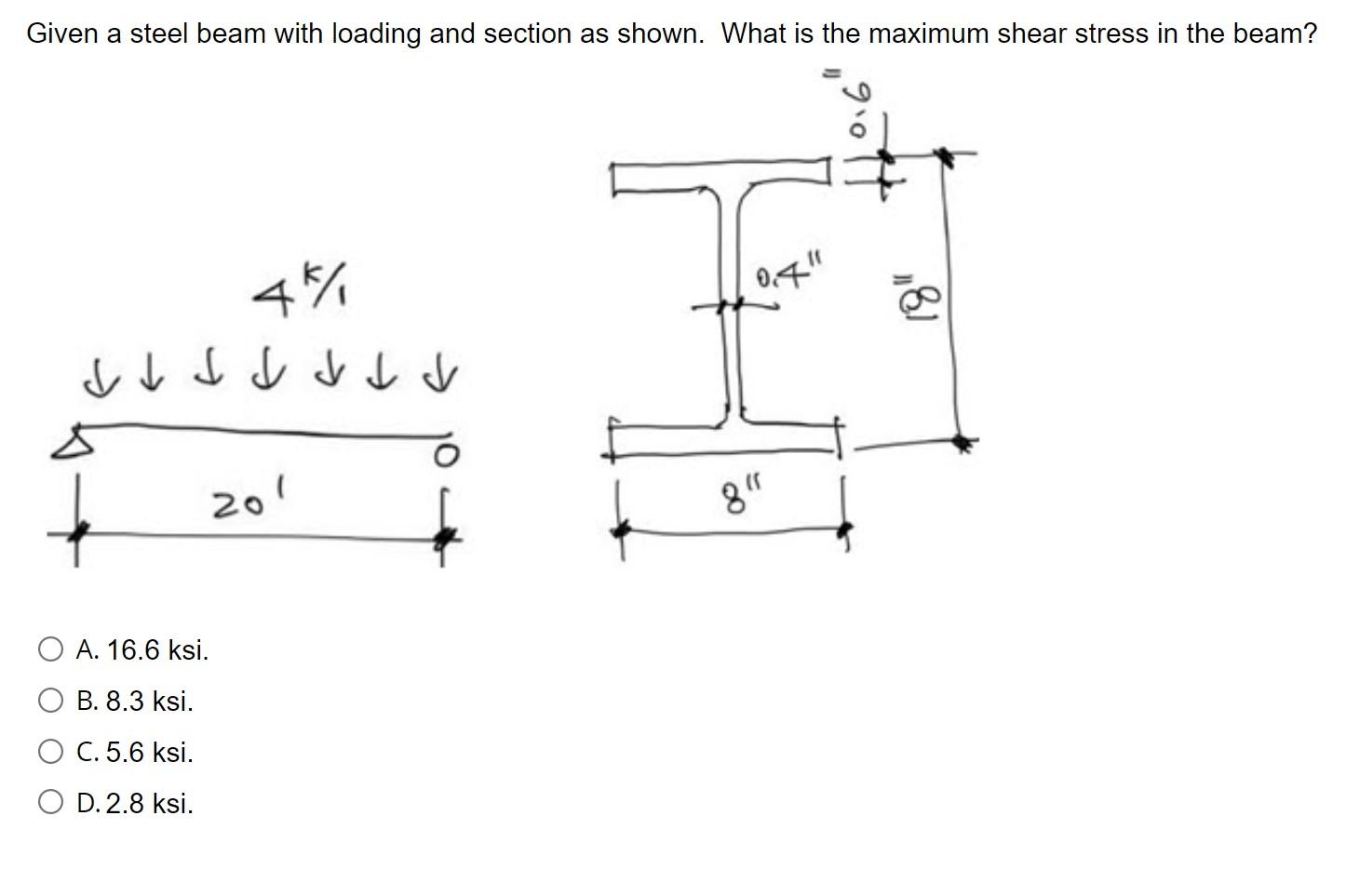 Solved Given a steel beam with loading and section as shown. | Chegg.com