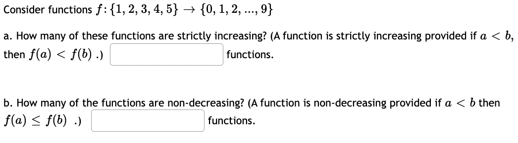 Solved Consider functions f:{1, 2, 3, 4, 5} + {0, 1, 2, ..., | Chegg.com