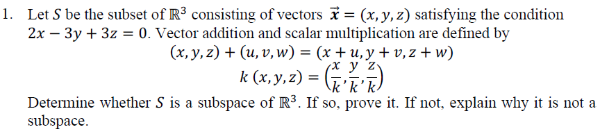 Solved 1 Let S Be The Subset Of R3 Consisting Of Vectors