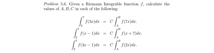 Solved Problem 5.6. Given a Riemann Integrable function f, | Chegg.com