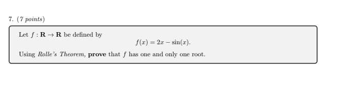 Solved (7 ﻿points)Let f:R→R be ﻿defined | Chegg.com