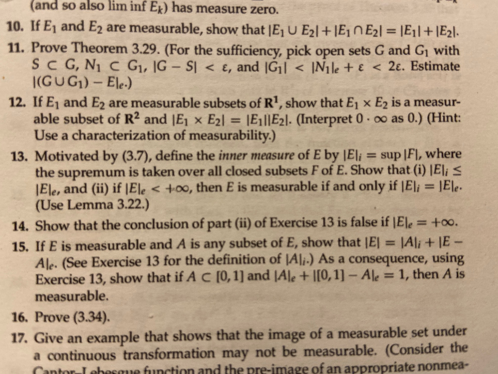 Solved (and so also lim inf Ek) has measure zero. 10. If E, | Chegg.com