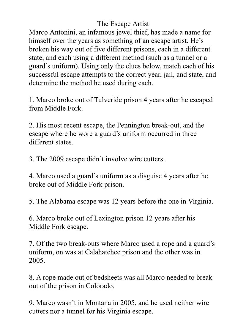 Solved The Escape Artist Marco Antonini, an infamous jewel | Chegg.com