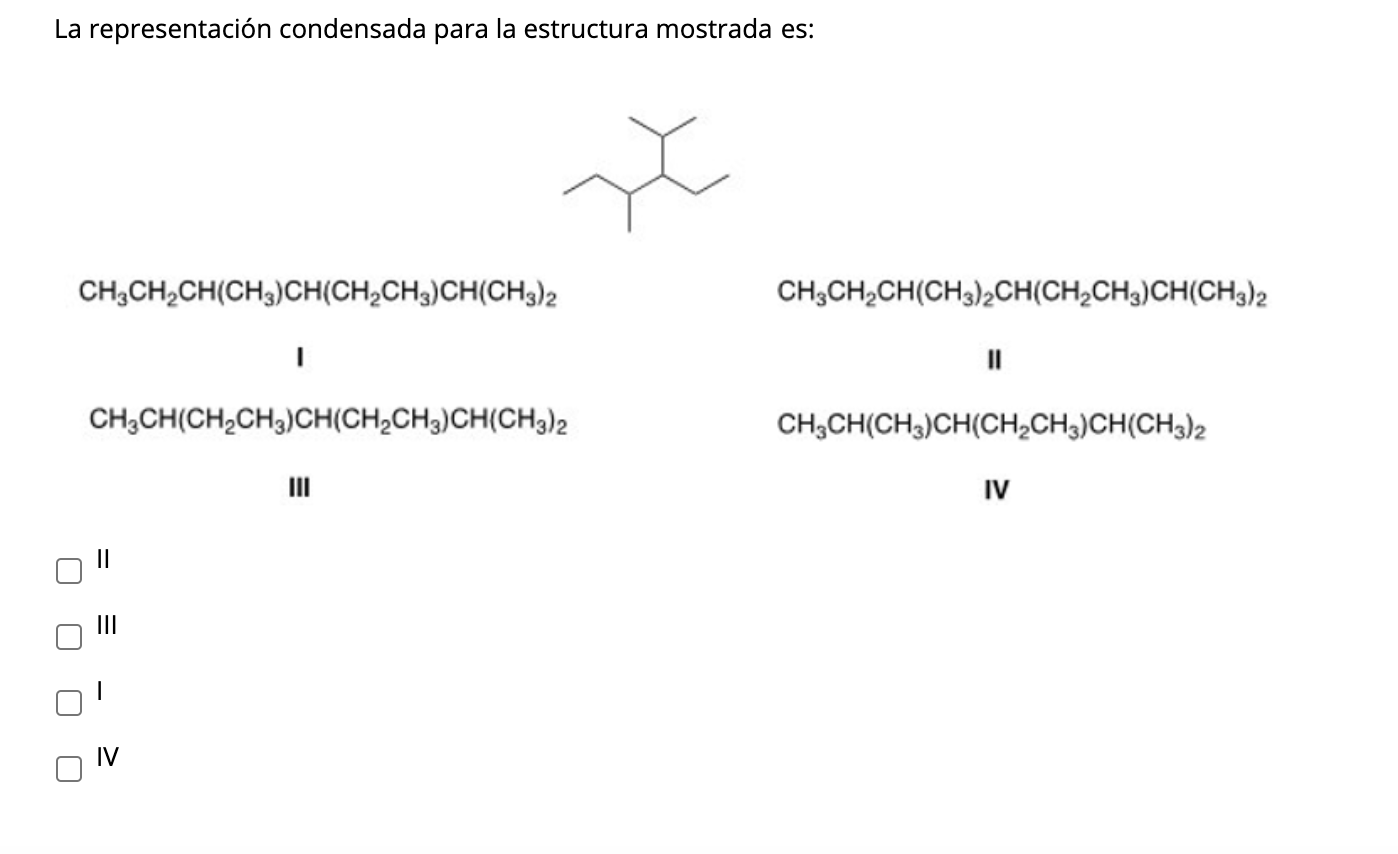 Solved La representación condensada para la estructura | Chegg.com