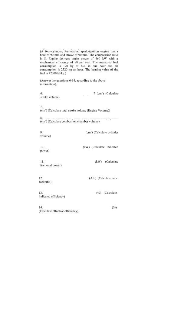 Solved (A four-cylinder, four-stroke, spark-ignition engine | Chegg.com