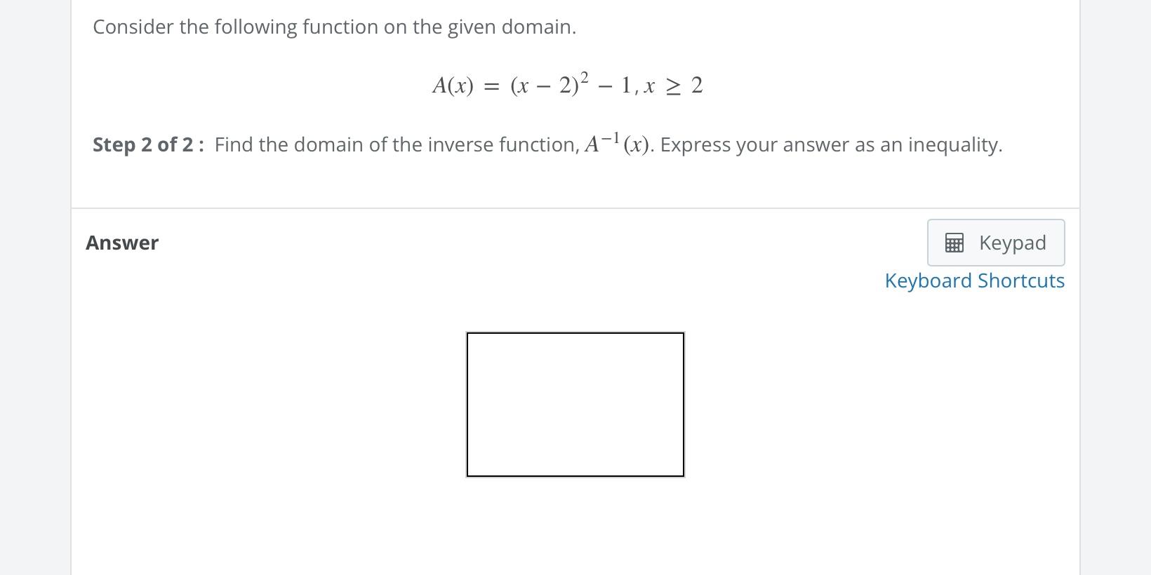 Solved Consider The Following Function On The Given Domain 