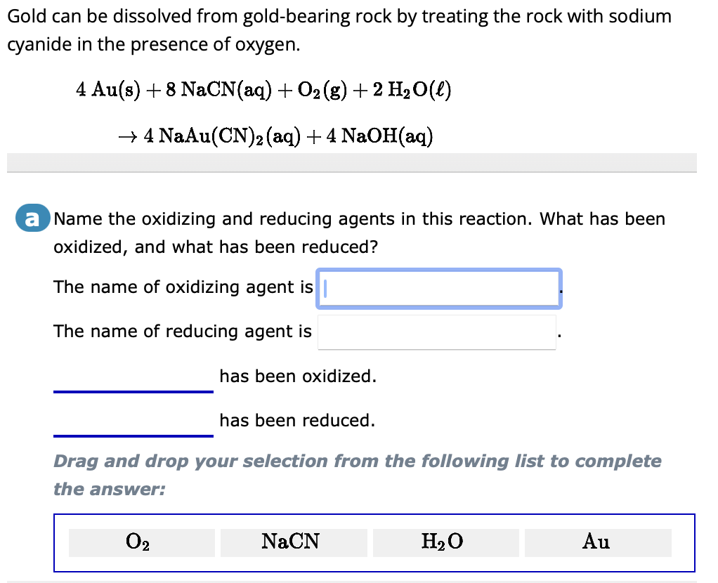 Solved a Name the oxidizing and reducing agents in this | Chegg.com