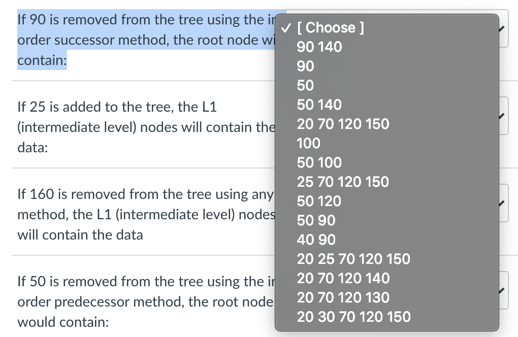 Solved 1. If 145 is inserted into the tree, the root node | Chegg.com