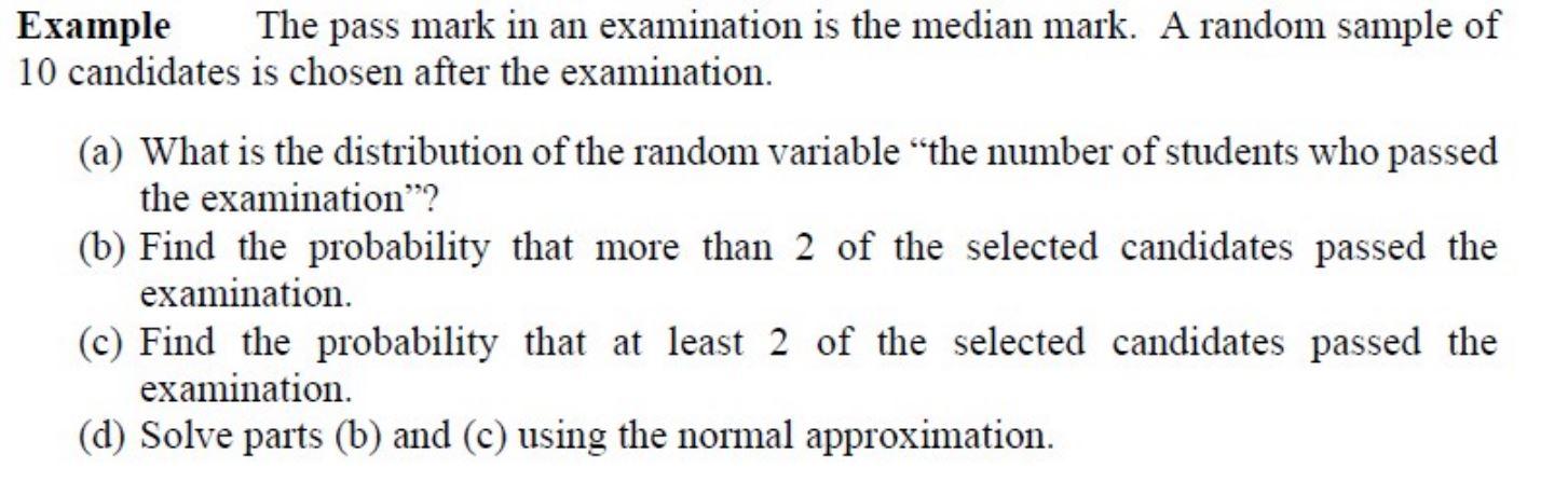 Solved Example The pass mark in an examination is the median | Chegg.com