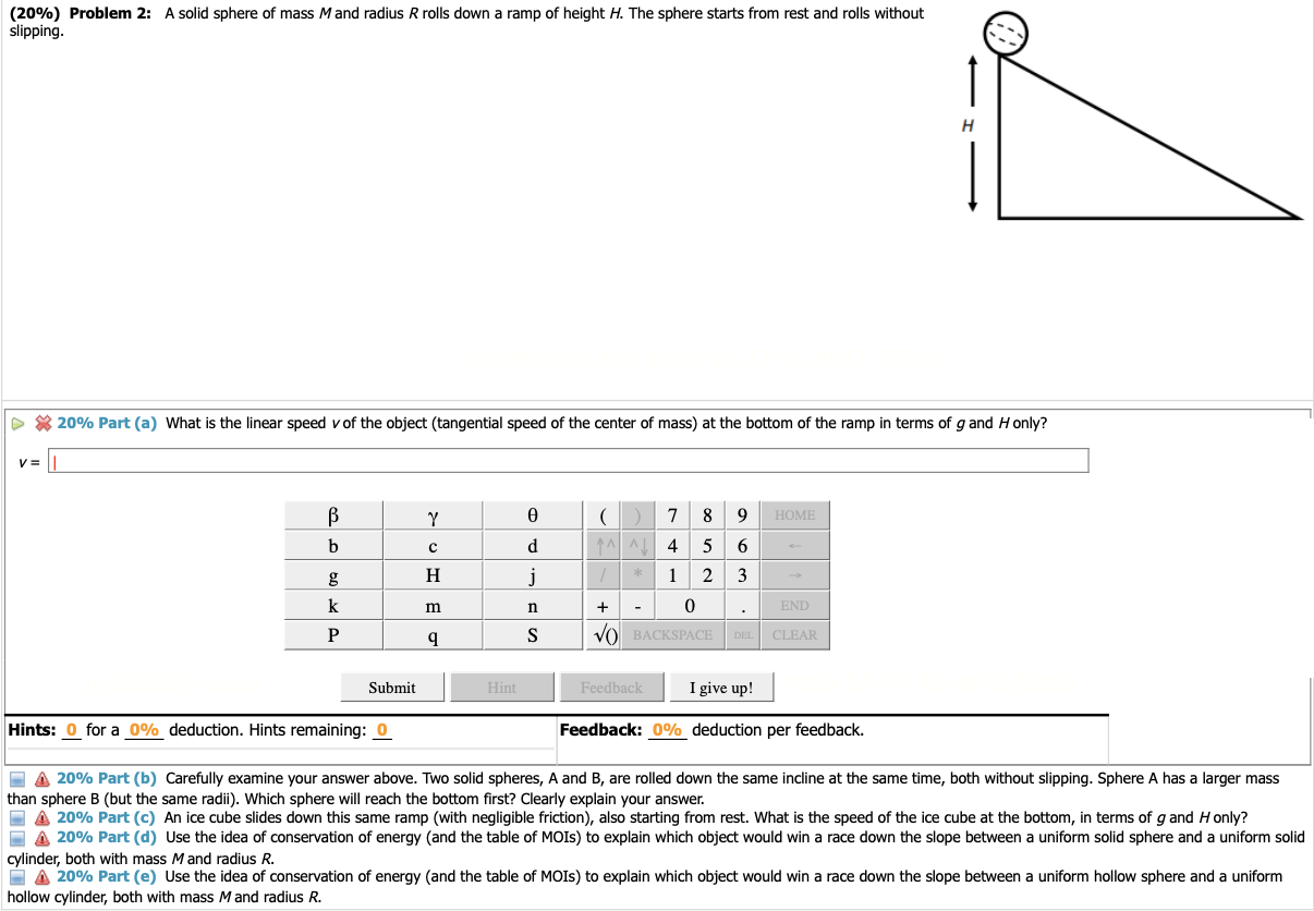 Solved (20\%) Problem 2: A solid sphere of mass M and radius | Chegg.com