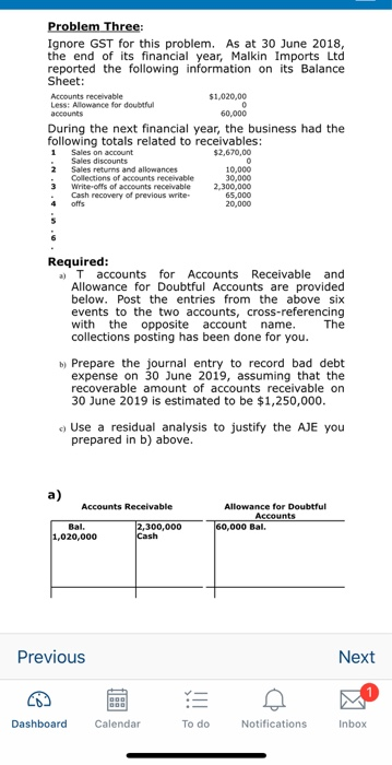 Solved Problem Three Ignore GST for this problem. As at 30 | Chegg.com