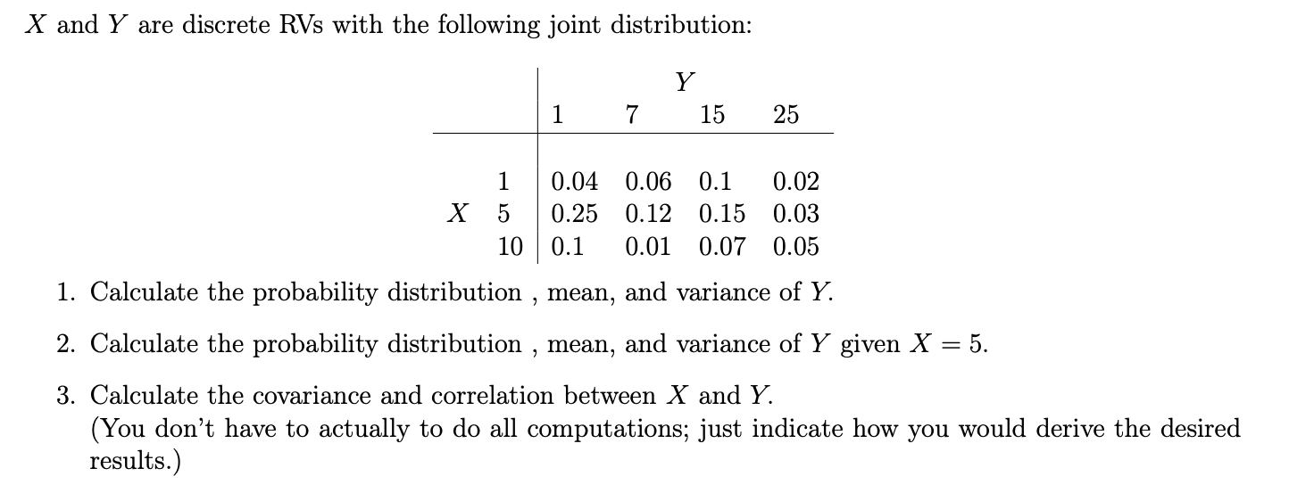 Solved X and Y are discrete RVs with the following joint | Chegg.com
