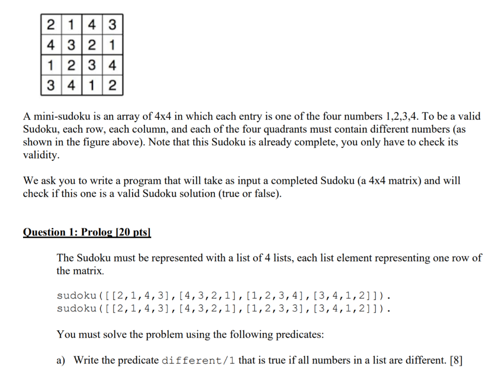2 143 4 3 2 1 1 2 3 4 3 412 A mini-sudoku is an array | Chegg.com