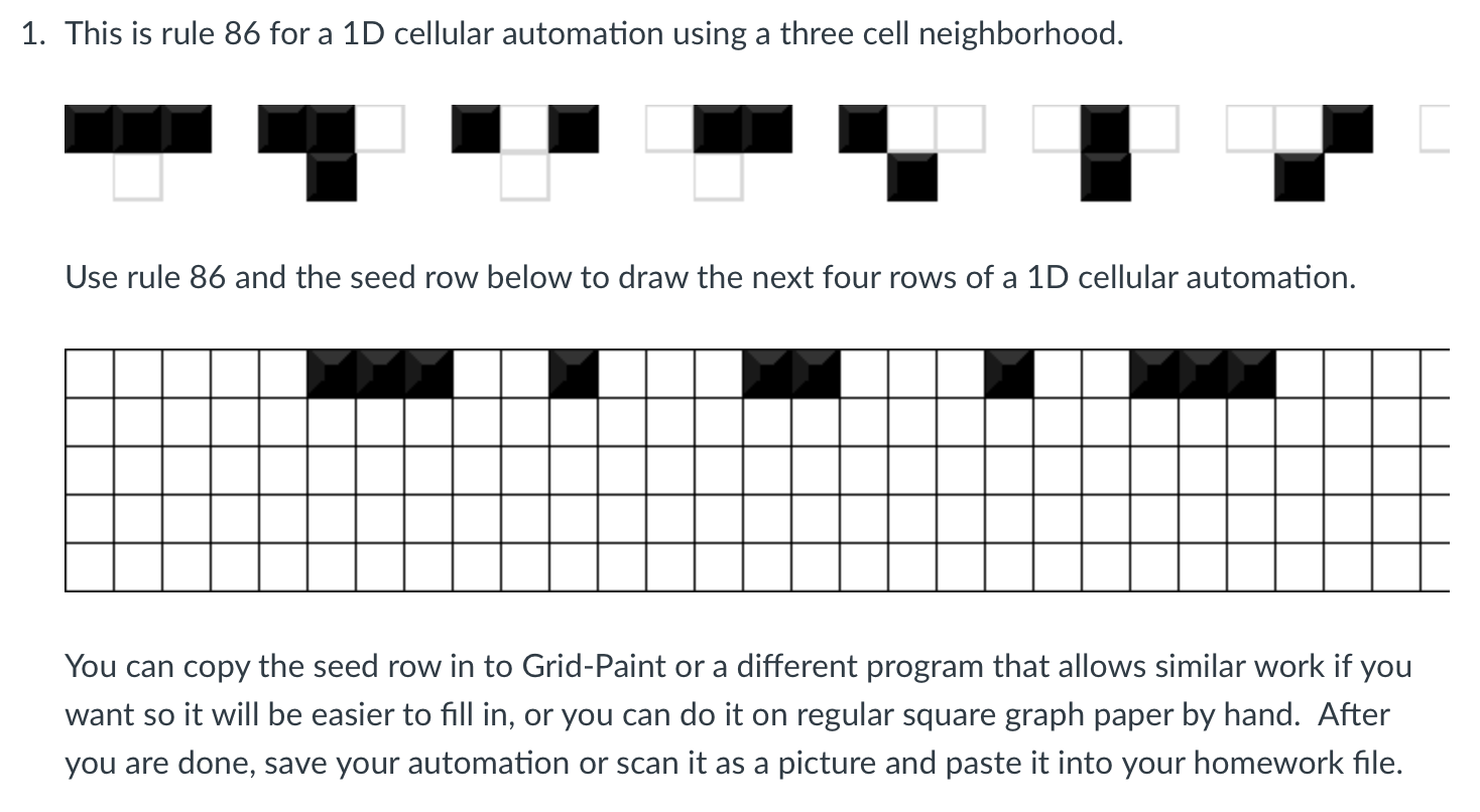 1. This is rule 86 for a 1D cellular automation using | Chegg.com