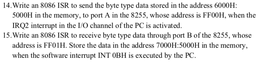 14. Write an 8086 ISR to send the byte type data | Chegg.com