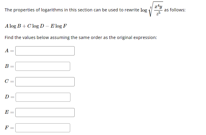 Solved The properties of logarithms in this section can be | Chegg.com