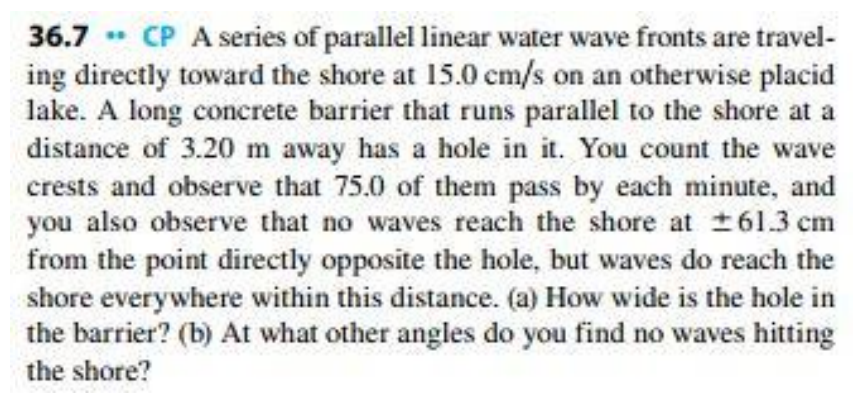 Solved 36.7 ∗ CP A series of parallel linear water wave | Chegg.com