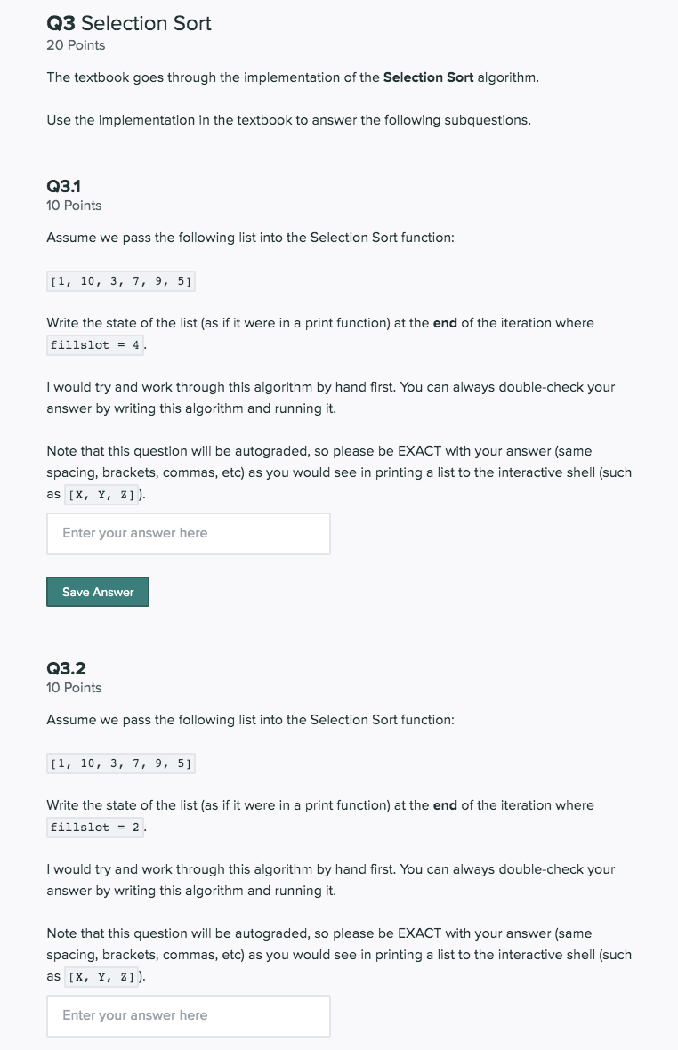 Solved The selection sort algorithm is def | Chegg.com