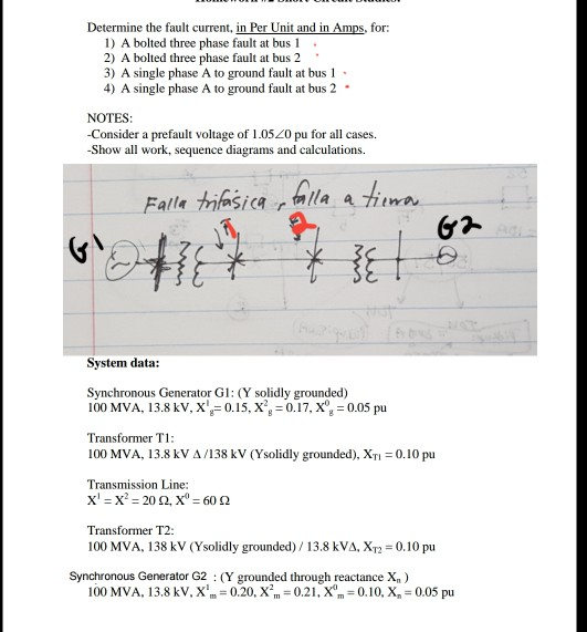 Solved Determine the fault current, in Per Unit and in Amps, | Chegg.com