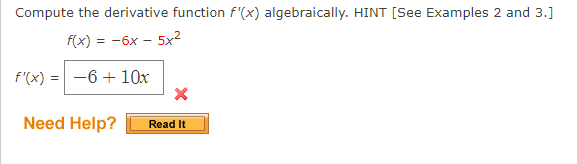 Solved Compute the derivative function f'(x) algebraically. | Chegg.com