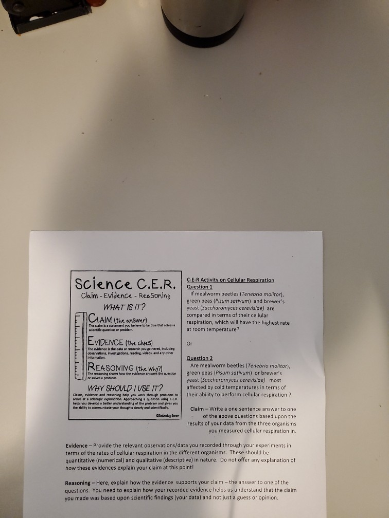 Solved Science C.E.R. Claim - Evidence - Reasoning WHAT IS | Chegg.com