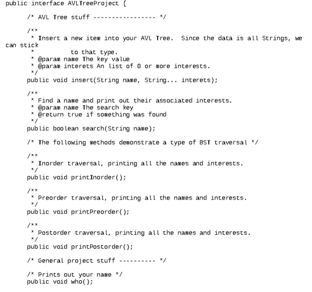 Java Program Using AVL Tree. Reads input file of | Chegg.com