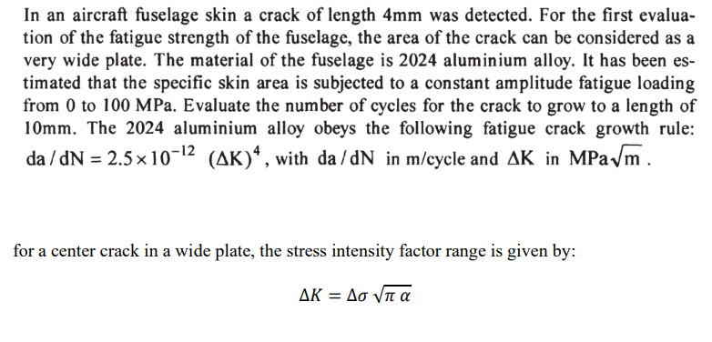 Solved In an aircraft fuselage skin a crack of length 4mm | Chegg.com