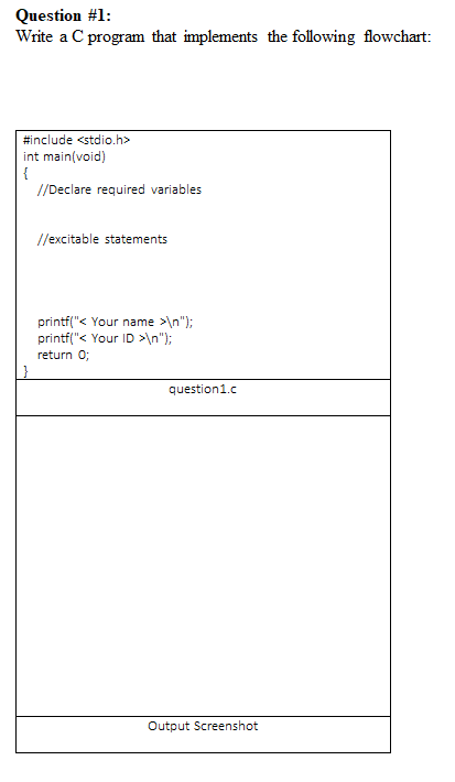 Solved Question #1: Write a C program that implements the | Chegg.com