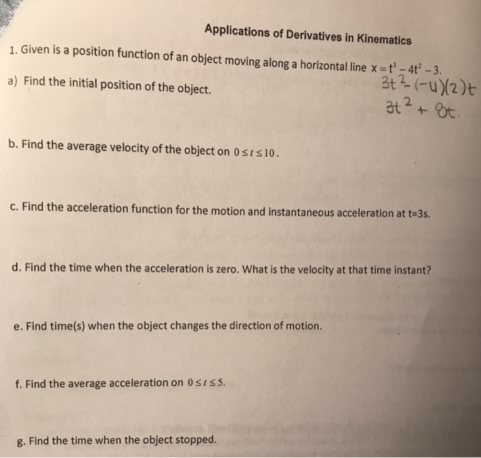 Solved Given Is A Position Function Of An Object Moving