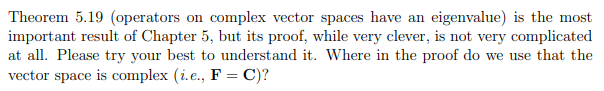 5.19 operators on complex vector spaces have an | Chegg.com