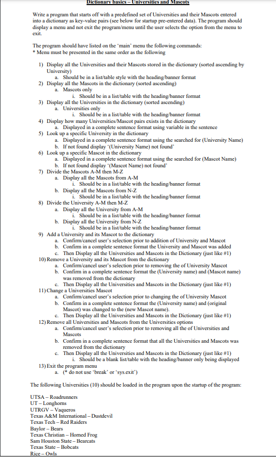 Solved Write a program that starts off with a predefined set | Chegg.com