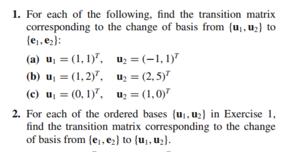Solved 1. For each of the following, find the transition | Chegg.com