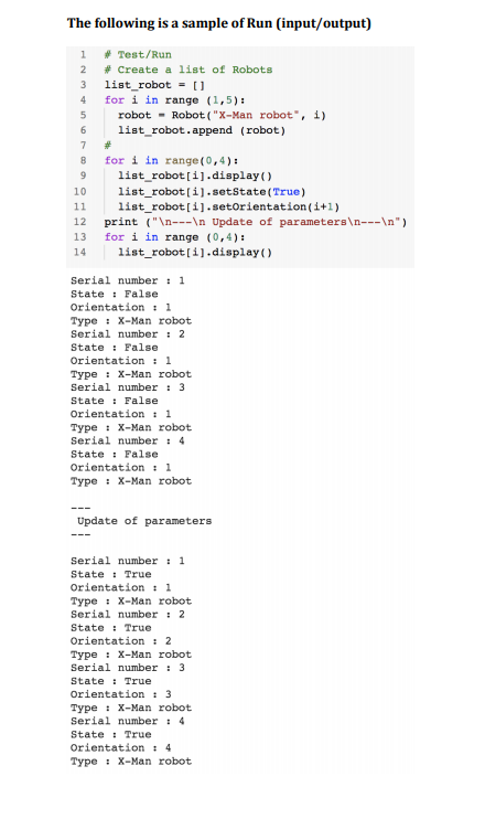 Solved 1. Create a class CRobot that creates a robot defined | Chegg.com